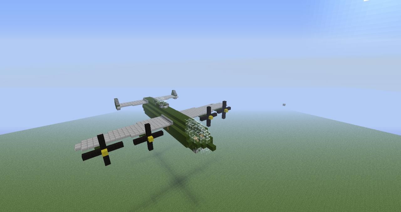 AVRO Lancaster Bomber with working turrets and bombs Minecraft Map