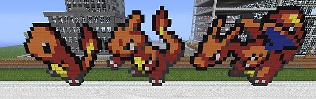 Charmander Family Pixel Art Minecraft Map