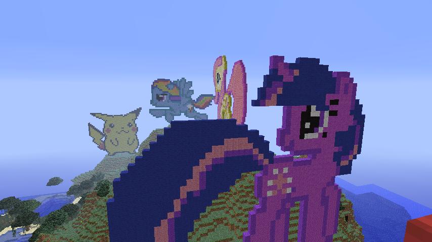 Pixel Art Mountain (survival on a server) Minecraft Map