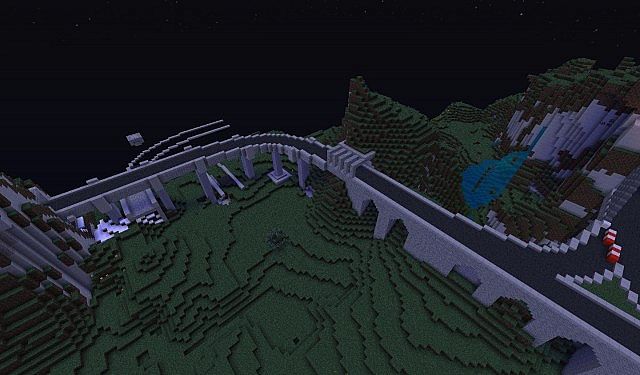 highway in ( WOK ) server + suspension bridge Minecraft Map