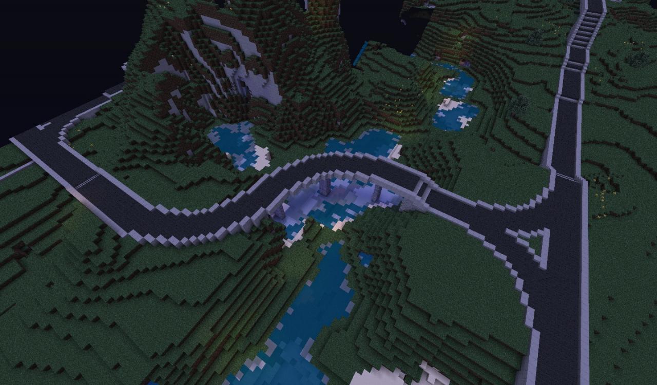 highway in ( WOK ) server + suspension bridge Minecraft Map