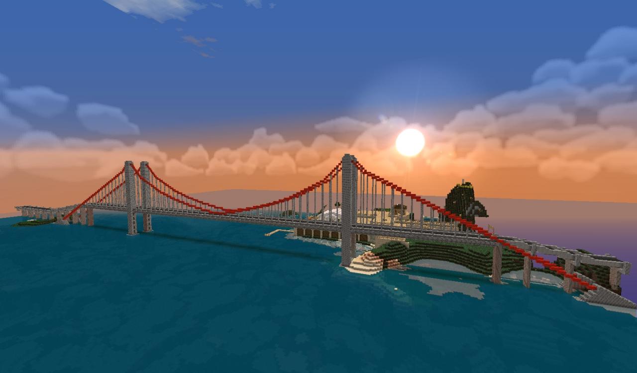 highway in ( WOK ) server + suspension bridge Minecraft Map