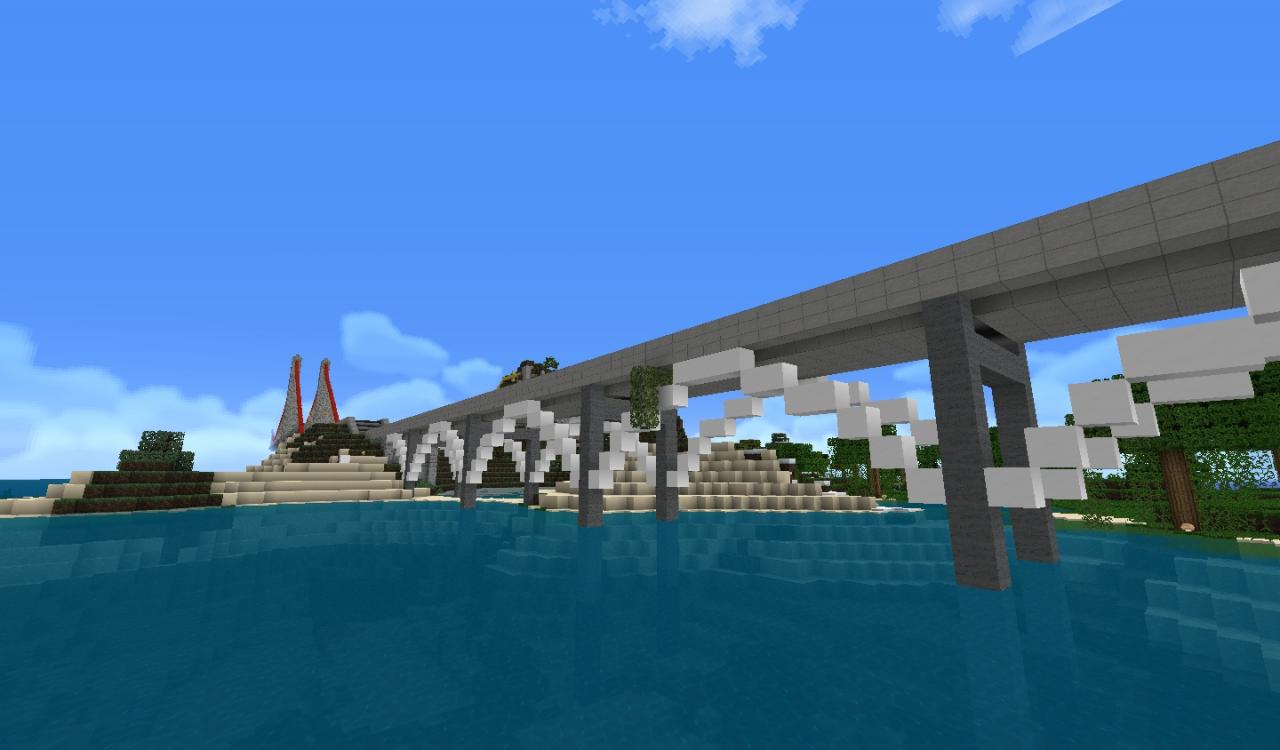 highway in ( WOK ) server + suspension bridge Minecraft Map
