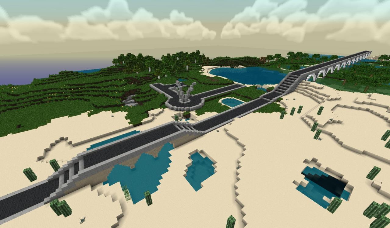 highway in ( WOK ) server + suspension bridge Minecraft Map