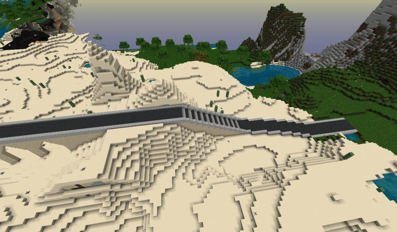 highway in ( WOK ) server + suspension bridge Minecraft Map