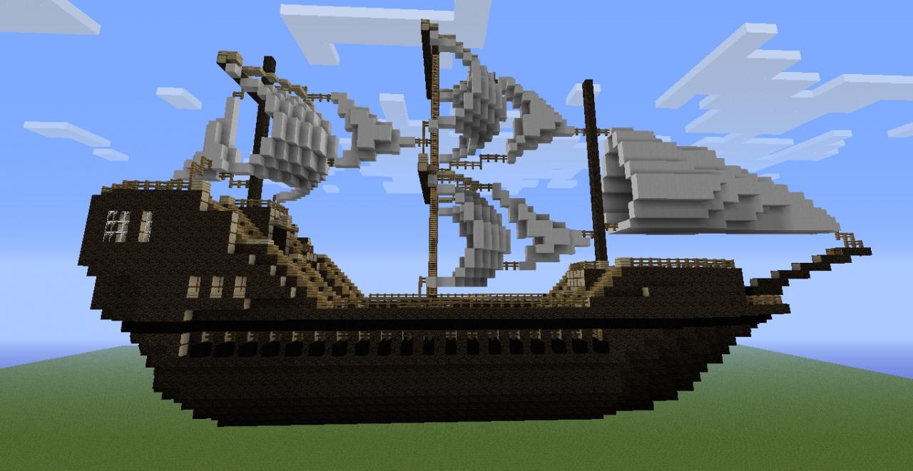 Huge Black and White Boat Minecraft Map