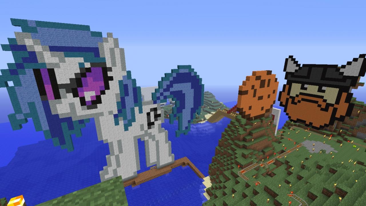 Pixel Art Mountain (survival on a server) Minecraft Map