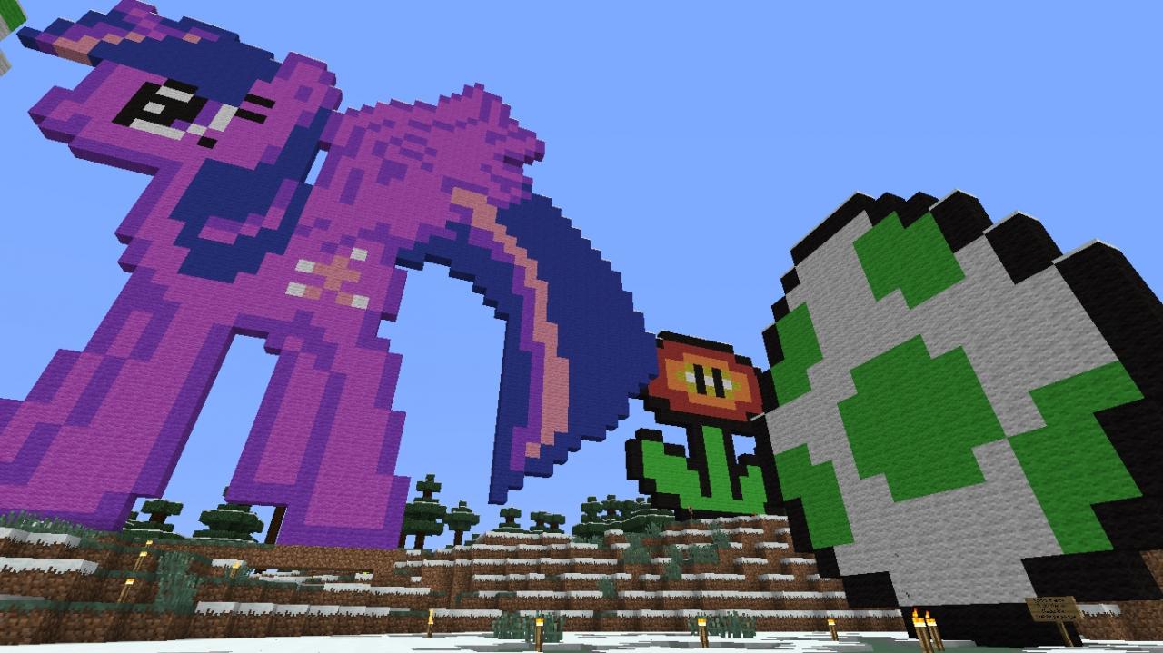 Pixel Art Mountain (survival on a server) Minecraft Map