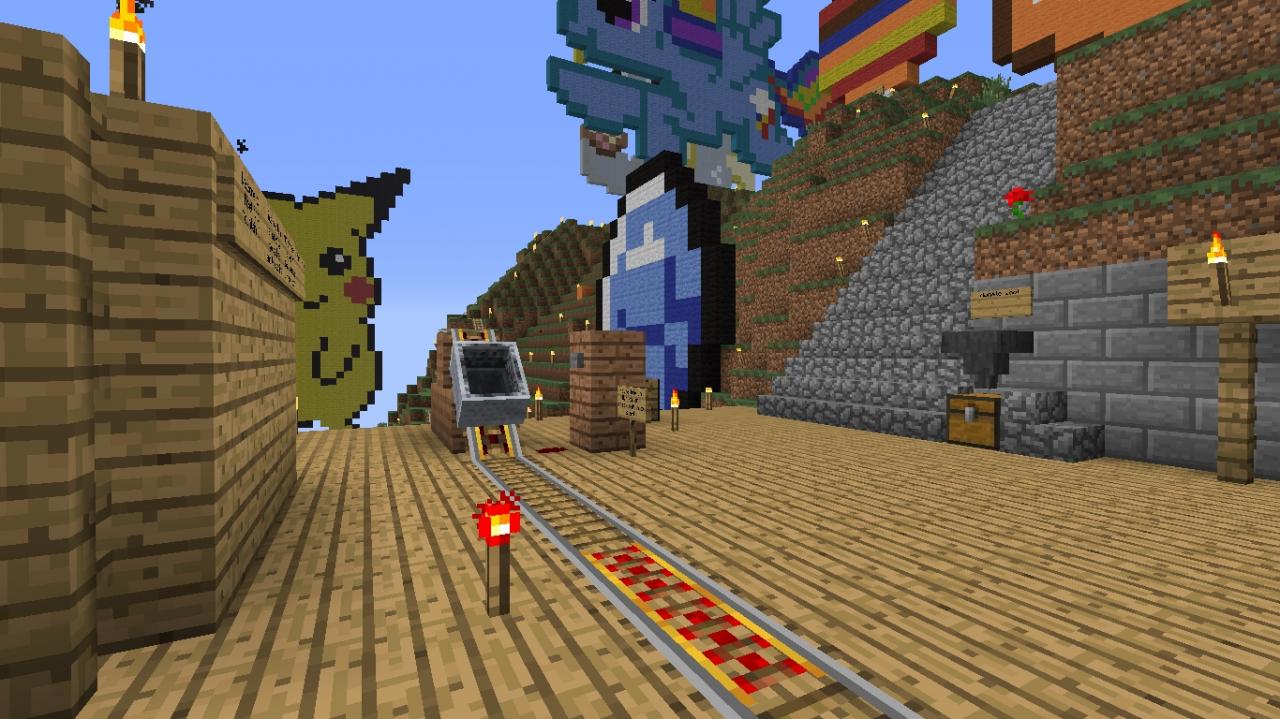 Pixel Art Mountain (survival on a server) Minecraft Map