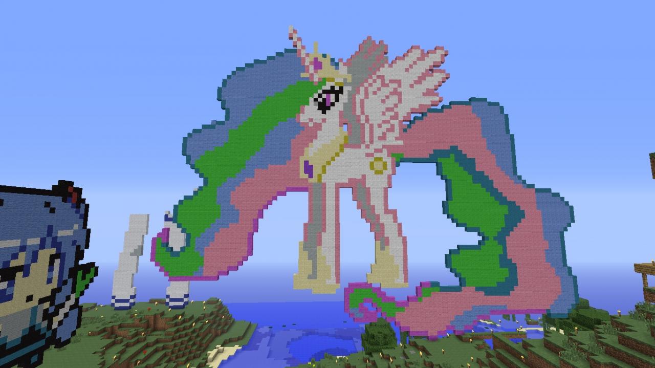 Pixel Art Mountain (survival on a server) Minecraft Map