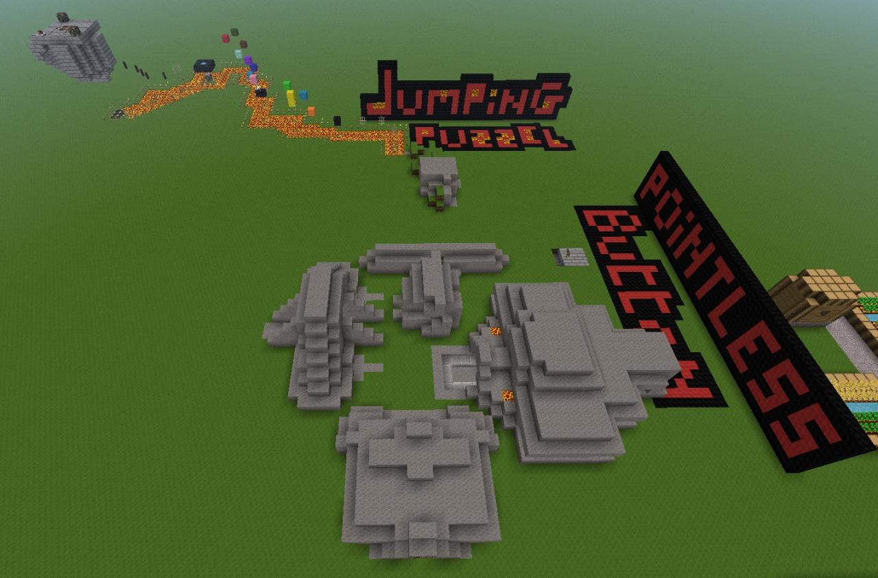Jumping Puzzle, Pistons and a Pointless Button!!! :D Minecraft Map