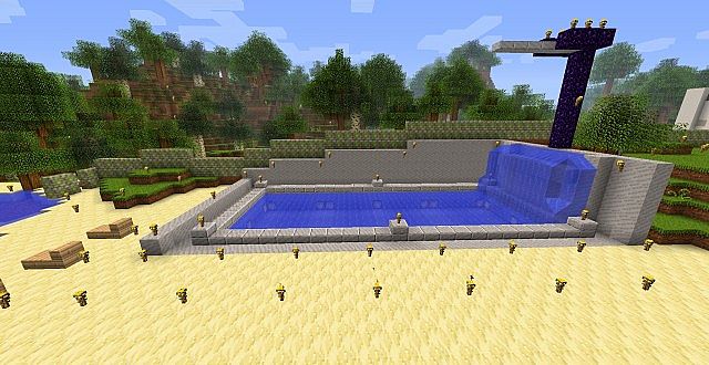 Beach Huts and Pool Minecraft Map