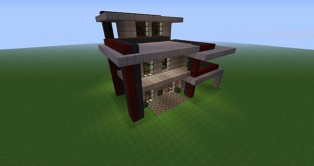 Modern House (Red and Grey) Minecraft Map