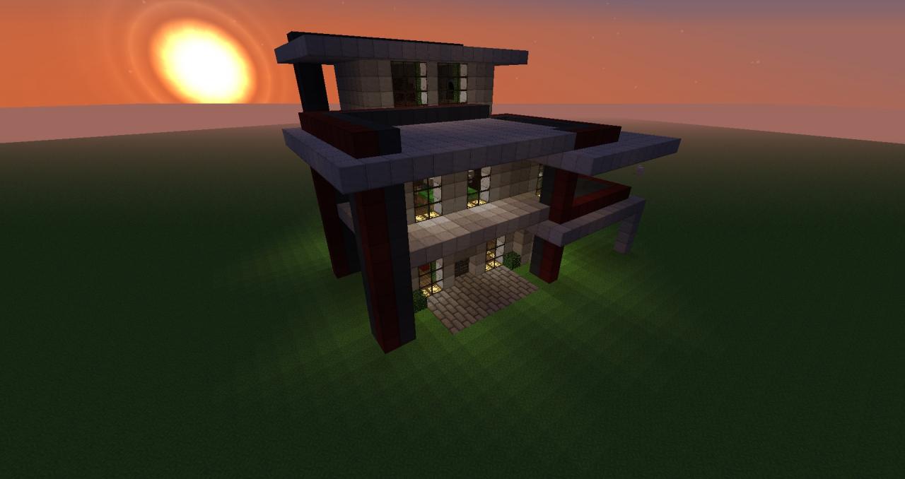 Modern House (Red and Grey) Minecraft Map