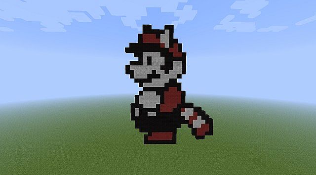 Raccoon Mario Pixel Art Minecraft Map