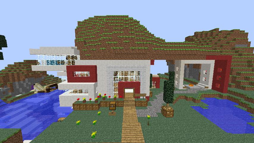 Raven hillside manor - a modern house Minecraft Map