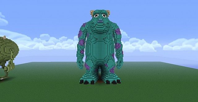Monster, Inc. Sully and Mike Giant 3D statues Minecraft Map