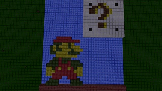 Mario from wool blocks Minecraft Map