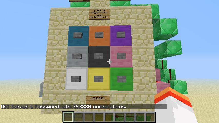 Redstone: 9 Digit Combo Lock Minecraft Map