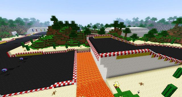 MARIO KART Minecraft - NO MODS - playable - Item Boxes & Power Ups - with TP Minecraft Map