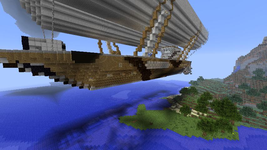 Huge Airship w/ FULL INTERIOR & WORKING TNT CANNON Minecraft Map