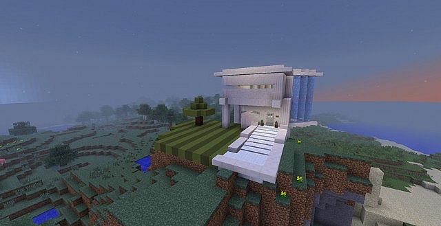 Modern House using the Quarts and Stained Clay Minecraft Map