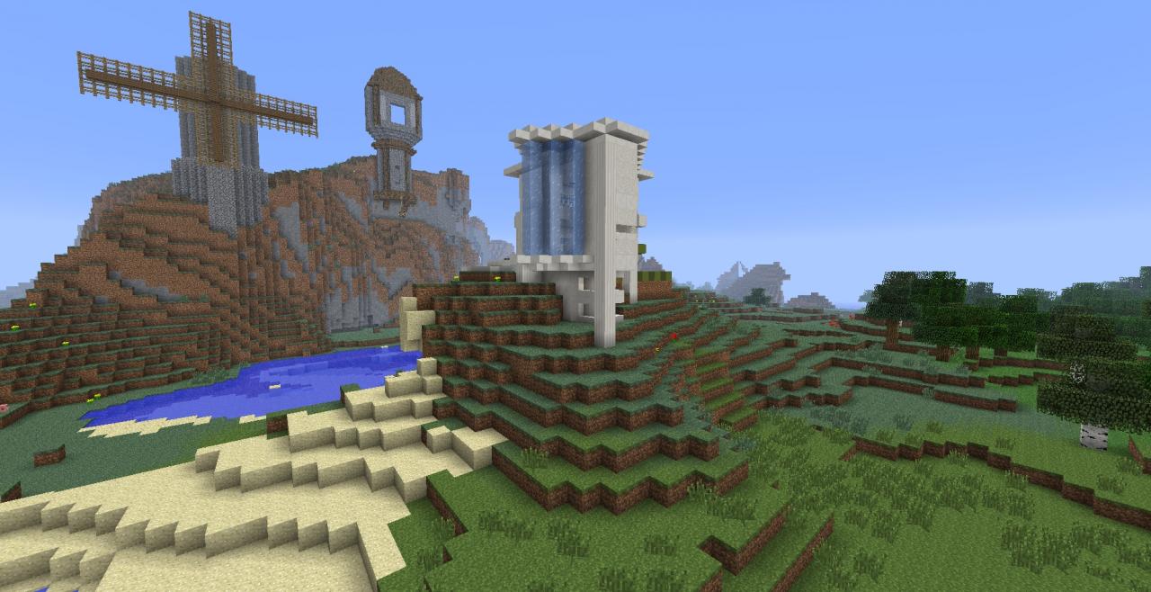 Modern House using the Quarts and Stained Clay Minecraft Map