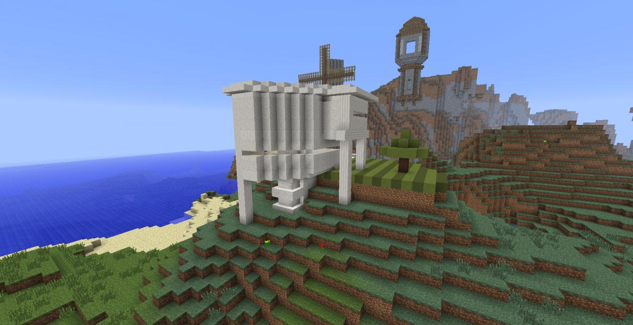 Modern House using the Quarts and Stained Clay Minecraft Map