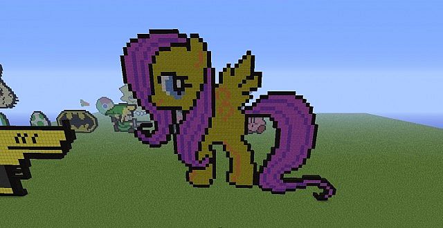 Fluttershy Pixel Art Minecraft Map