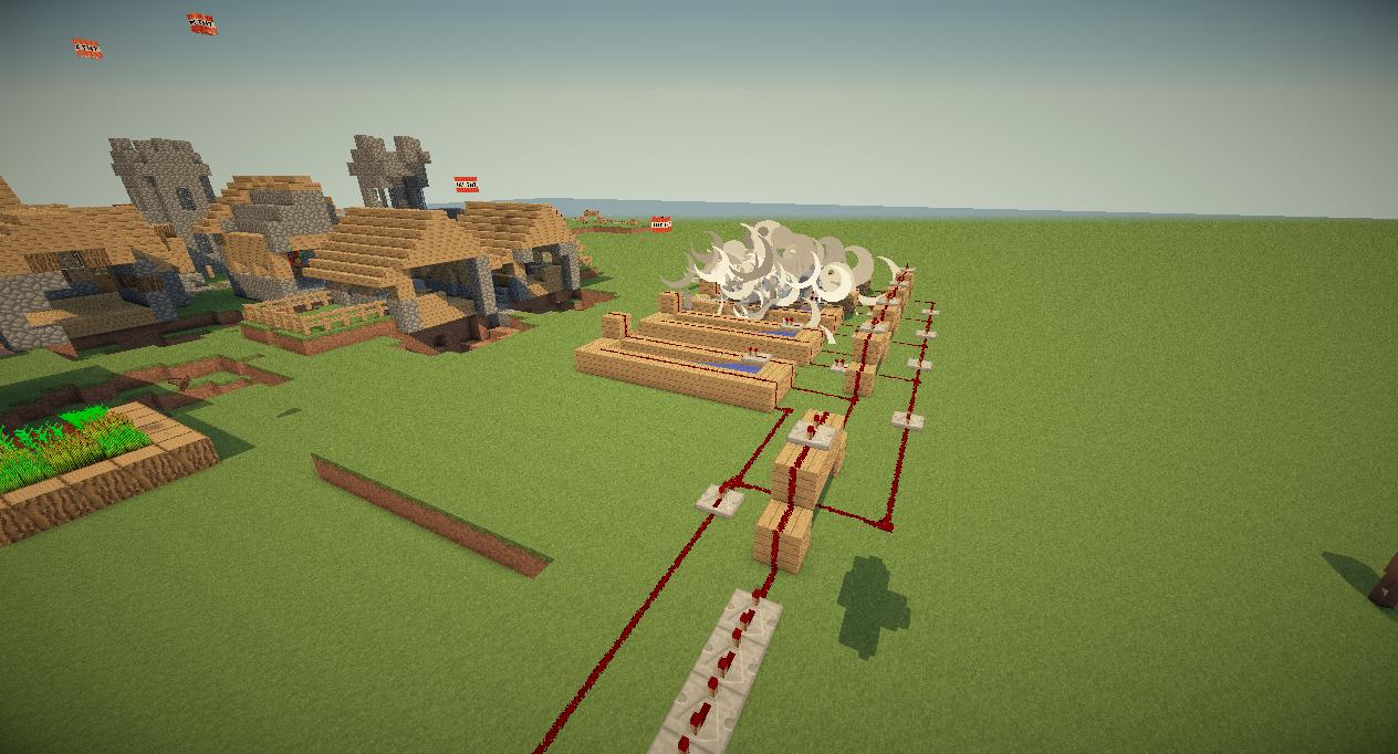 5 TNT Cannons rigged to one button. Minecraft Map