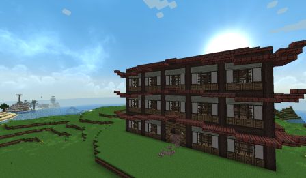 Japanese Style Building With Indoor Courtyard Minecraft Map