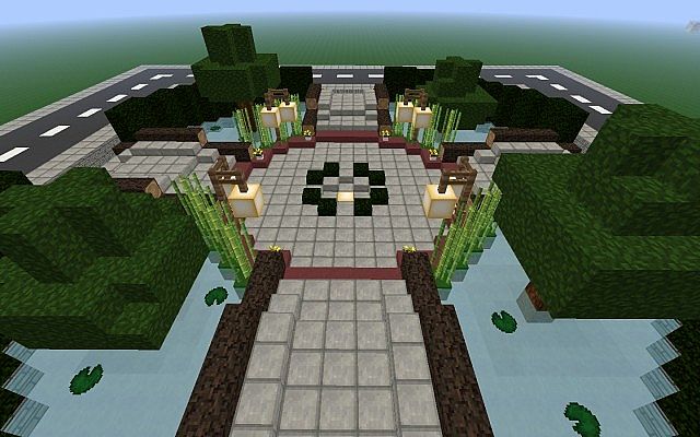 Modern Town Square/Park Landscape Schematic Minecraft Map