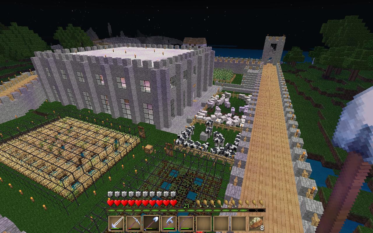 Survival Castle with Farms and Mine-cart Rail Minecraft Map