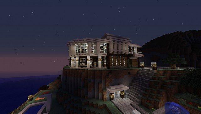 Modern Quarts House on a hill Minecraft Map