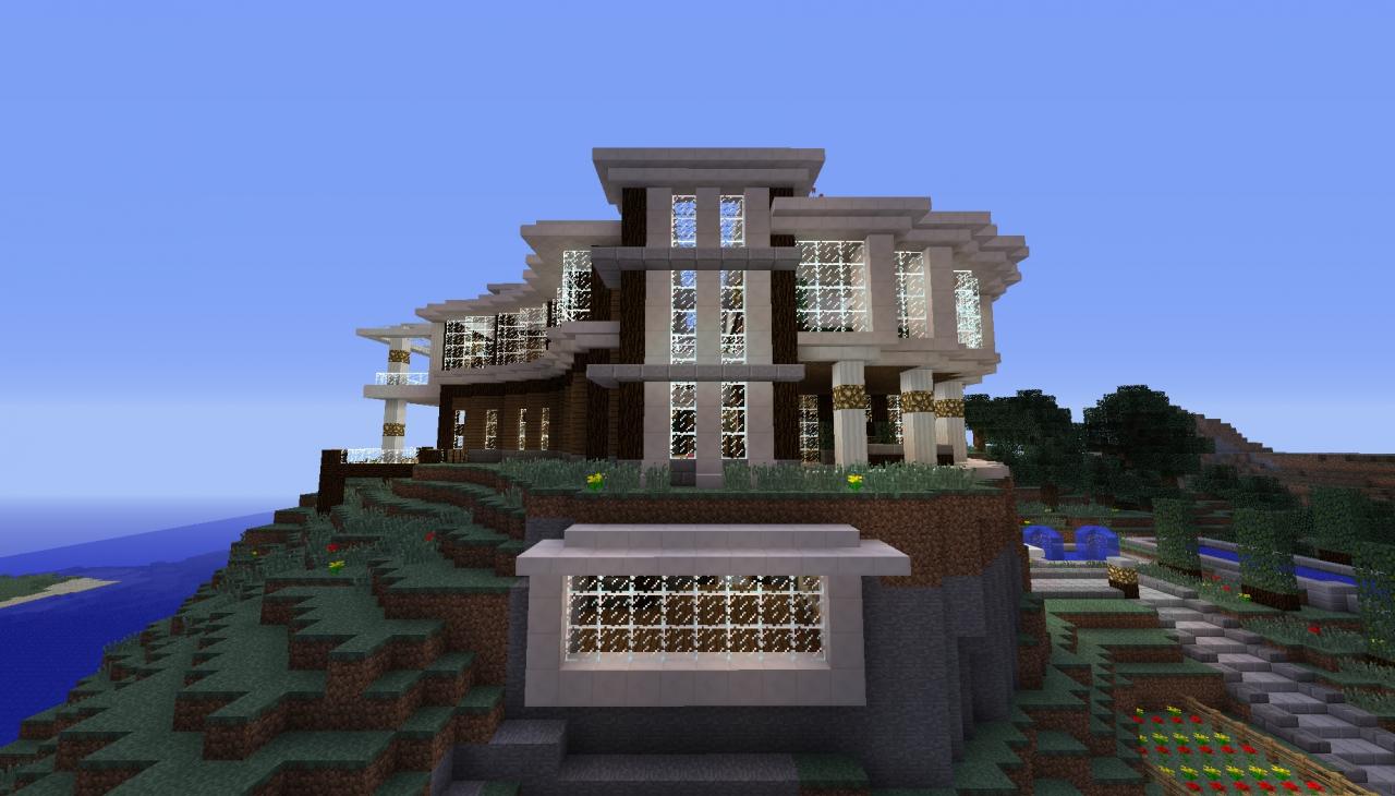 Modern Quarts House on a hill Minecraft Map