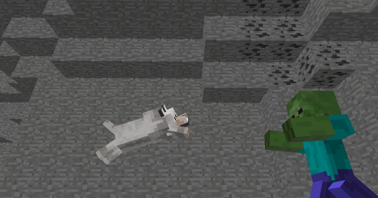I found a wolf attacking a zombie Minecraft Blog