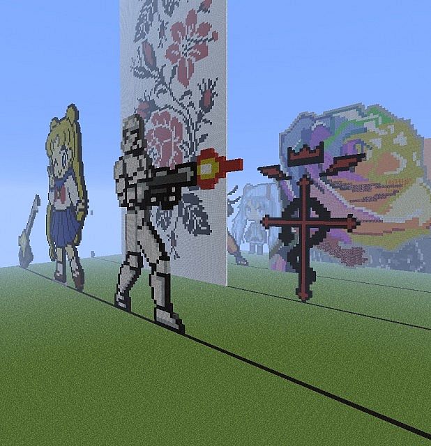 Waffle's World of Pixel art! (over 145 pixel art) Minecraft Map