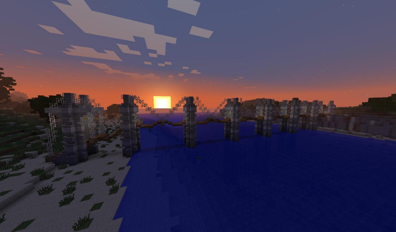 Wood platform Suspension Bridge. Minecraft Map