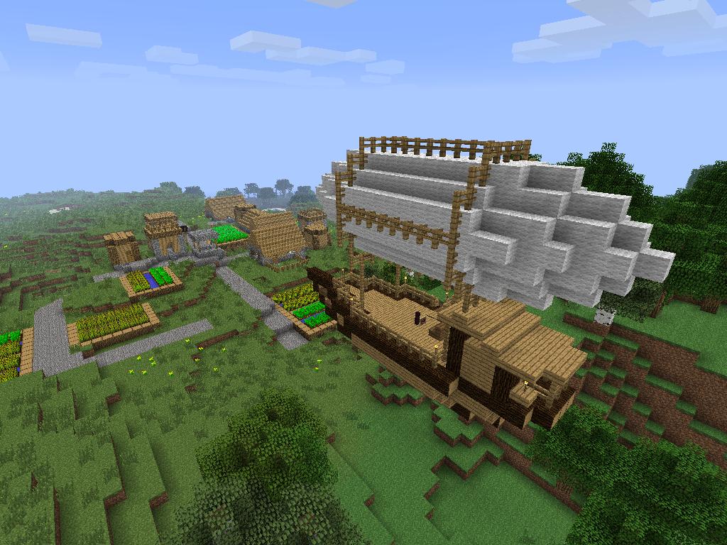 Starter map with zeppelin and village Minecraft Map