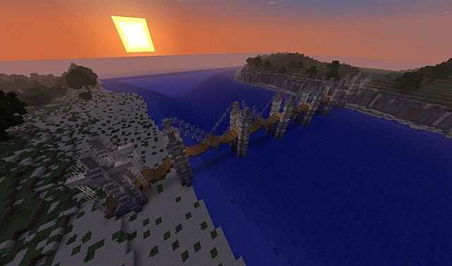 Wood platform Suspension Bridge. Minecraft Map