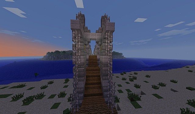 Wood platform Suspension Bridge. Minecraft Map