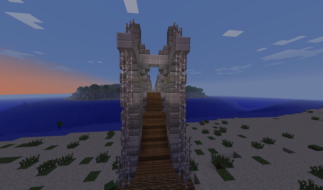 Wood platform Suspension Bridge. Minecraft Map