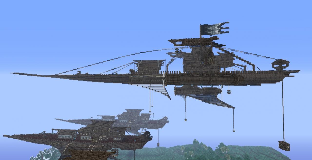 Airship Fleet [TNT Canons + Fire Charge Turrets] Minecraft Map