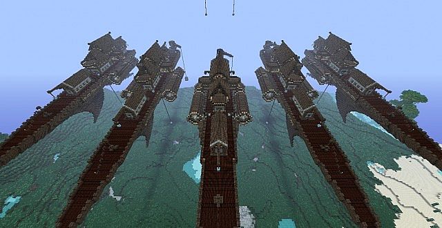 Airship Fleet [TNT Canons + Fire Charge Turrets] Minecraft Map