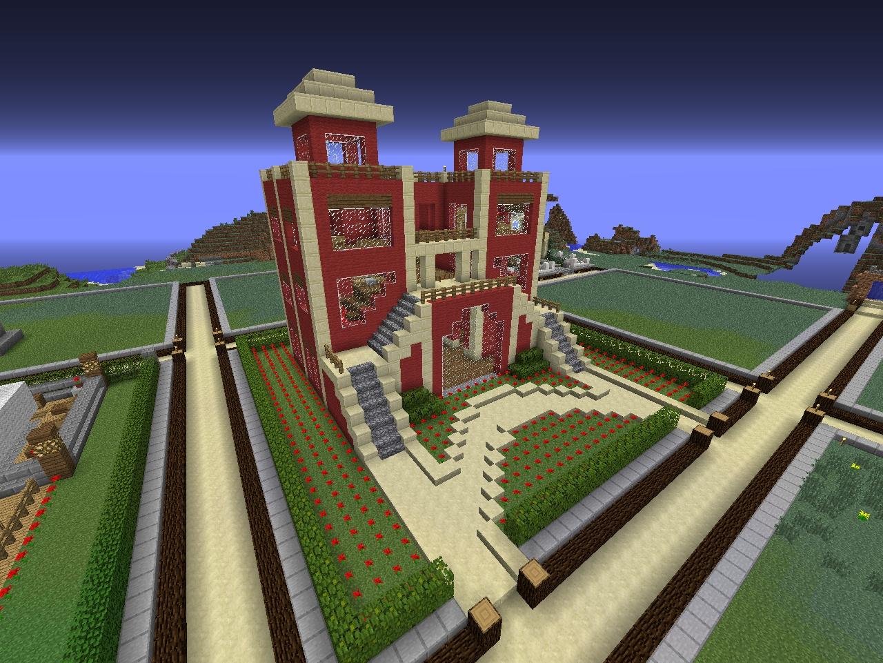 red modern mansion Minecraft Map