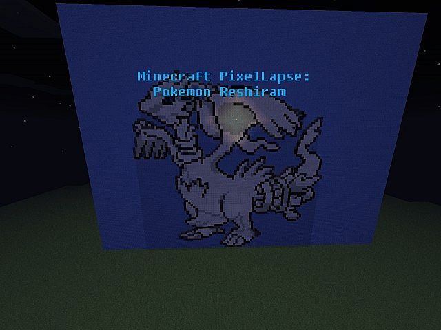Reshiram pokemon Pixel Art TimeLapse Minecraft Project