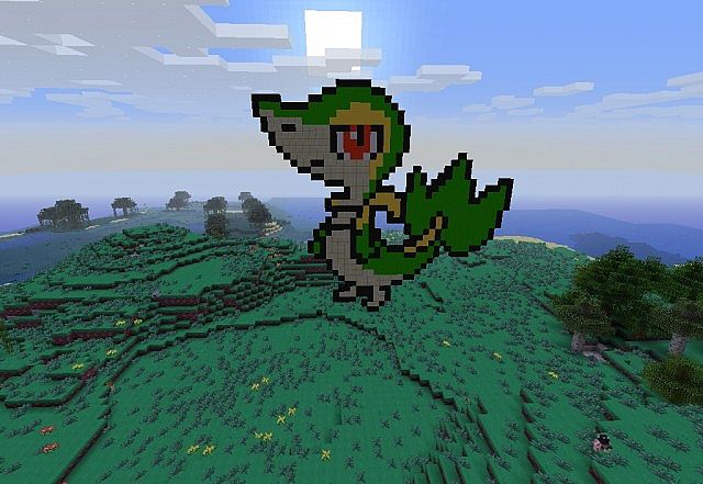 Pokemon Snivy Pixel Art Minecraft Map