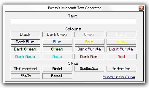 Coloured Text For Minecraft Tool/Helper Minecraft Map