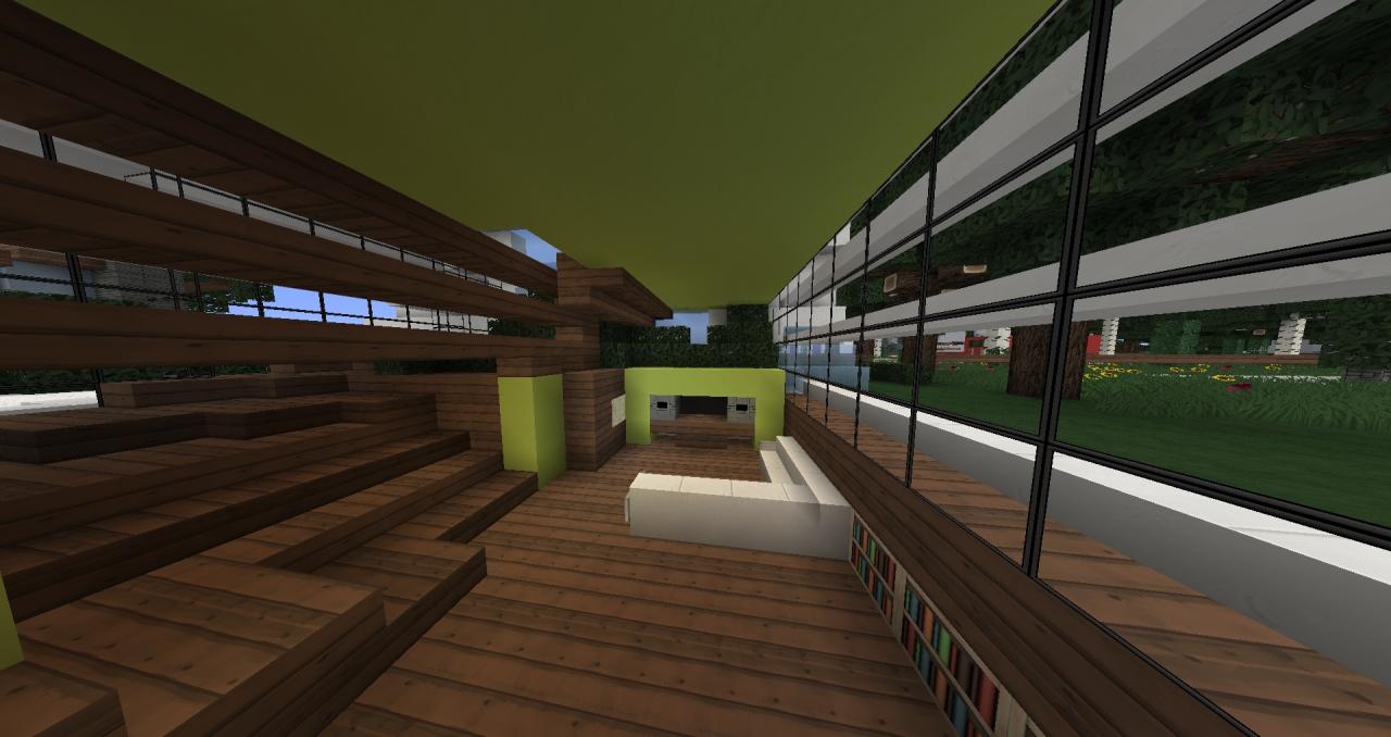 Minimalistic Curved Modern Lime House Minecraft Map