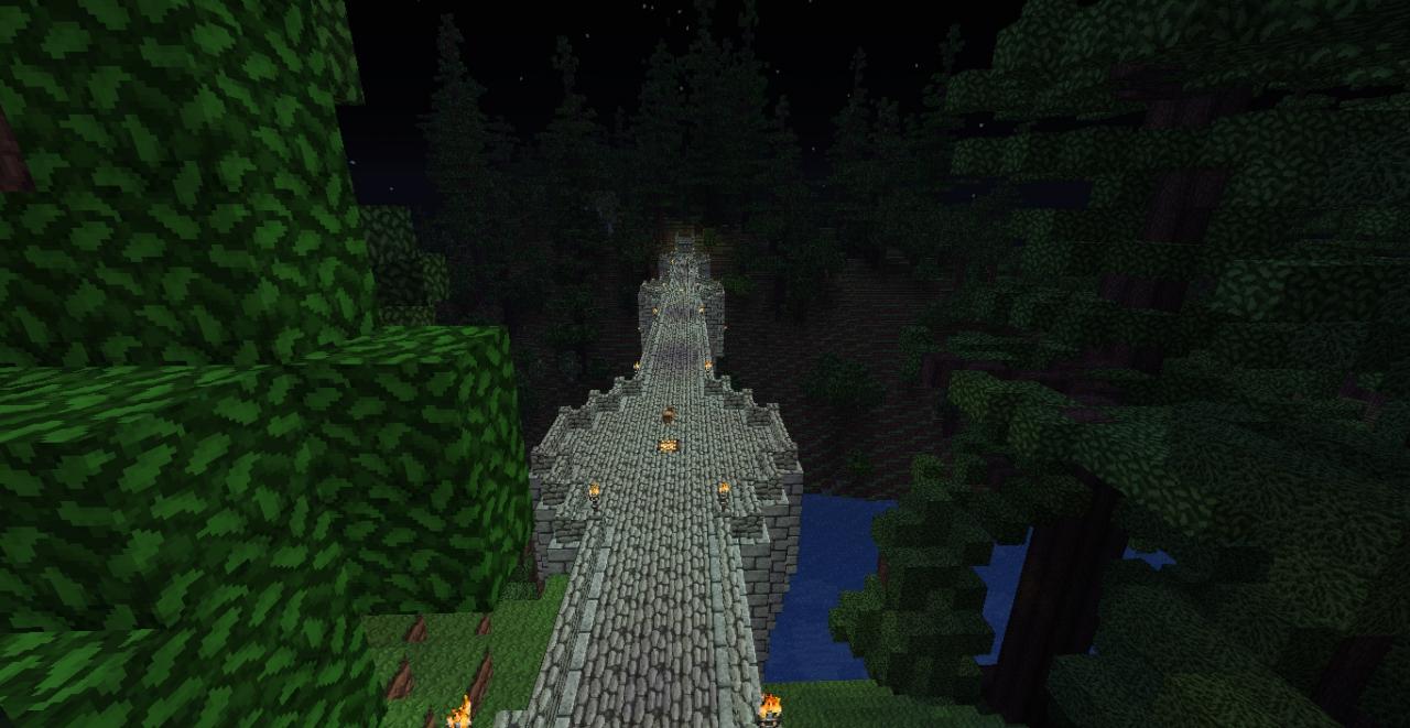 Valley world, Mountain, Bridge and Custom Forest Minecraft Map